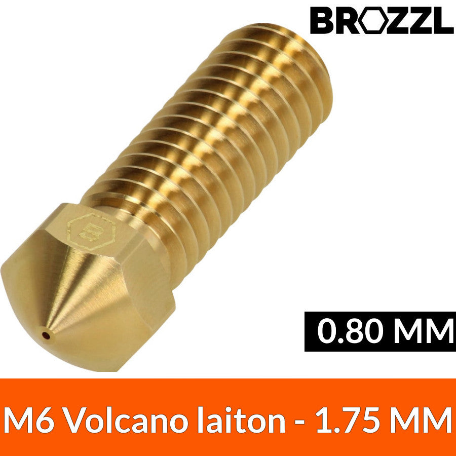 Buse M6 Brozzl Type Volcano 1.75 mm 0.80 mm laiton — Filimprimante3D